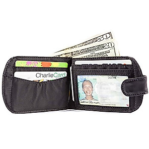 Big Skinny Women's Taxicat Leather Bi-Fold Slim Wallet, Holds Up to 25 Cards, Black