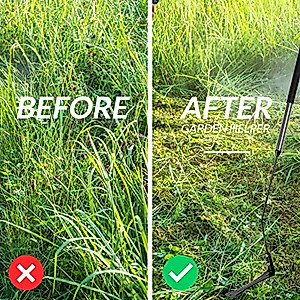 Walensee Grass Whip with Double-Edged Serrated Sharp Steel Blade Weed Grass Cutter with Soft Rubber 22-Inch Handle Cut Tall Grass and Overgrown Weeds in The Yard, Fields, and Ditches, Black,1 Pack