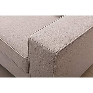 Legend Vansen Linen-Like Fabric Flexible Combination Loose Back Cushions Wooden Legs Modular Seating Component Ottoman Sectional, 124", Light Grey