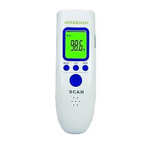 Veridian Healthcare Non-Contact Infrared Thermometer | For Children & Adults | Home Use With 3-Color Fever Alert Display | Instant Accurate Reading | Body, Object, Room, Fahrenheit/Celsius Measurement