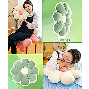 LRKOAYJGO Flower Pillow, Flower-Shaped Throw Pillow Butt Seating Cushion Flower Floor Pillow, Cute Decorative Plush Pillow for Chair Bed Sofa (Green, 14.9"
