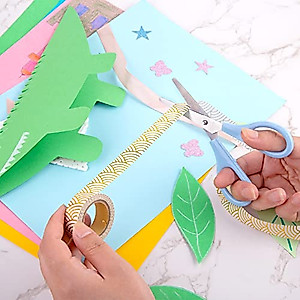 LOVESTOWN Kids Scissors, 4PCS Dinosaur Safety Scissors Stainless Steel Scissors Preschool Training Scissors with Sleeves for DIY Crafts Paper Cut