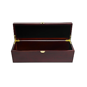 Lutong Wooden Storage Box with Hinged Lid and Front Clasp for Craft Gifts storage box - 14.29" x 4.41" x 4.6" - Brown color