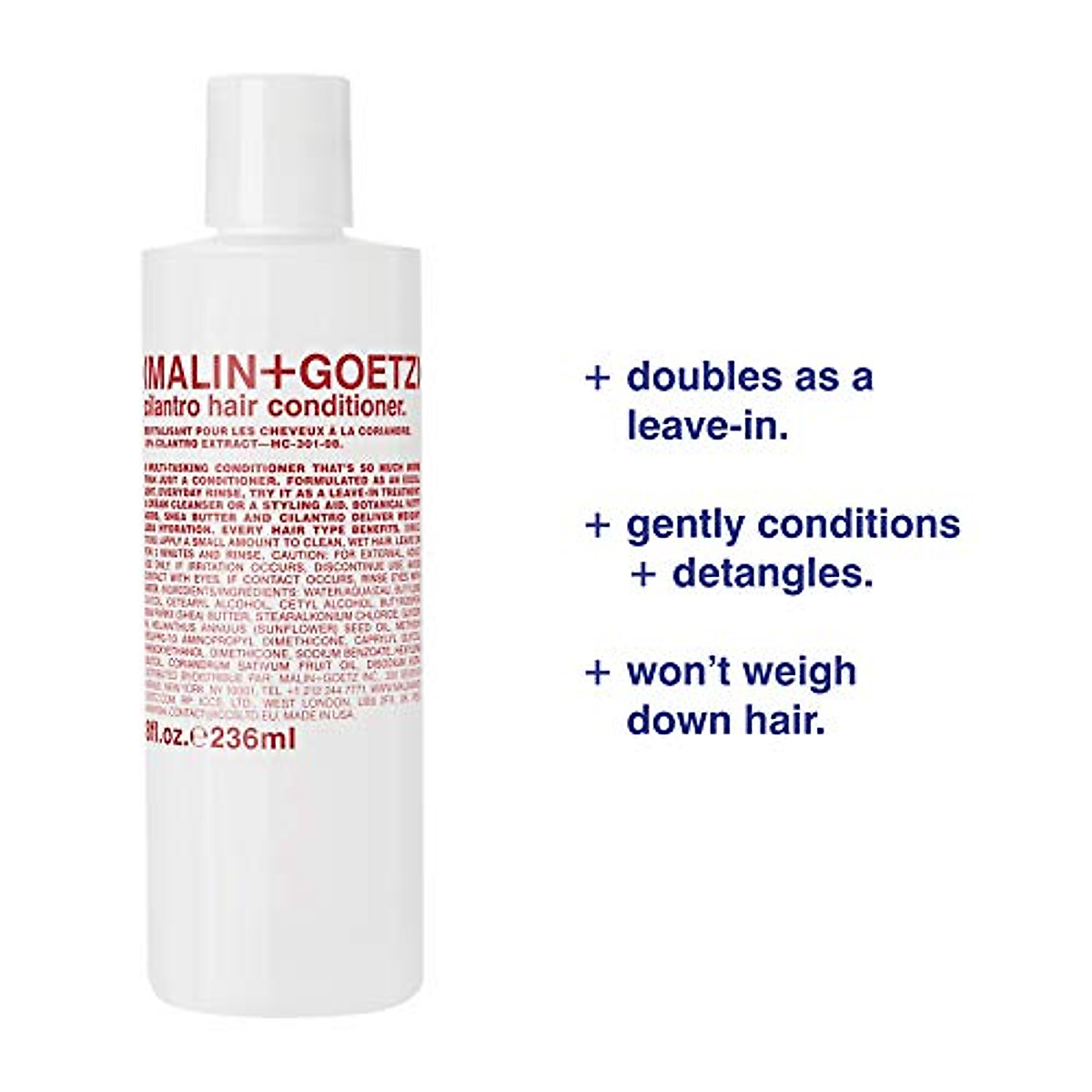 Malin + Goetz cilantro conditioner 16 fl. oz. – men & women residue-free scalp treatment vegan & cruelty-free tames frizz for all hair types conditions detangles balances pH & hydrates
