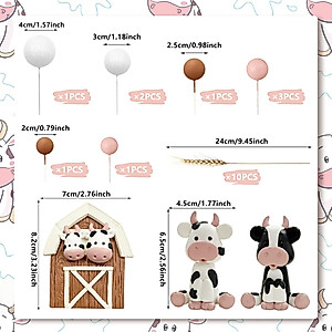 22 PCS Cow Cake Topper Farm Cow Cake Decorations for Baby Shower Cow Themed Girls Boys Birthday Party Decorations Supplies (Farm Cow)