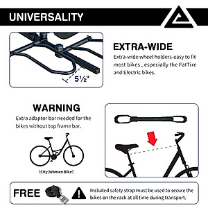 Leader Accessories 2-Bike Platform Style Hitch Mount Bike Rack, Tray Style Bicycle Carrier Racks Foldable Rack for Cars, Trucks, SUV and Minivans with 2" Hitch Receiver - Quick Hitch Pins Design