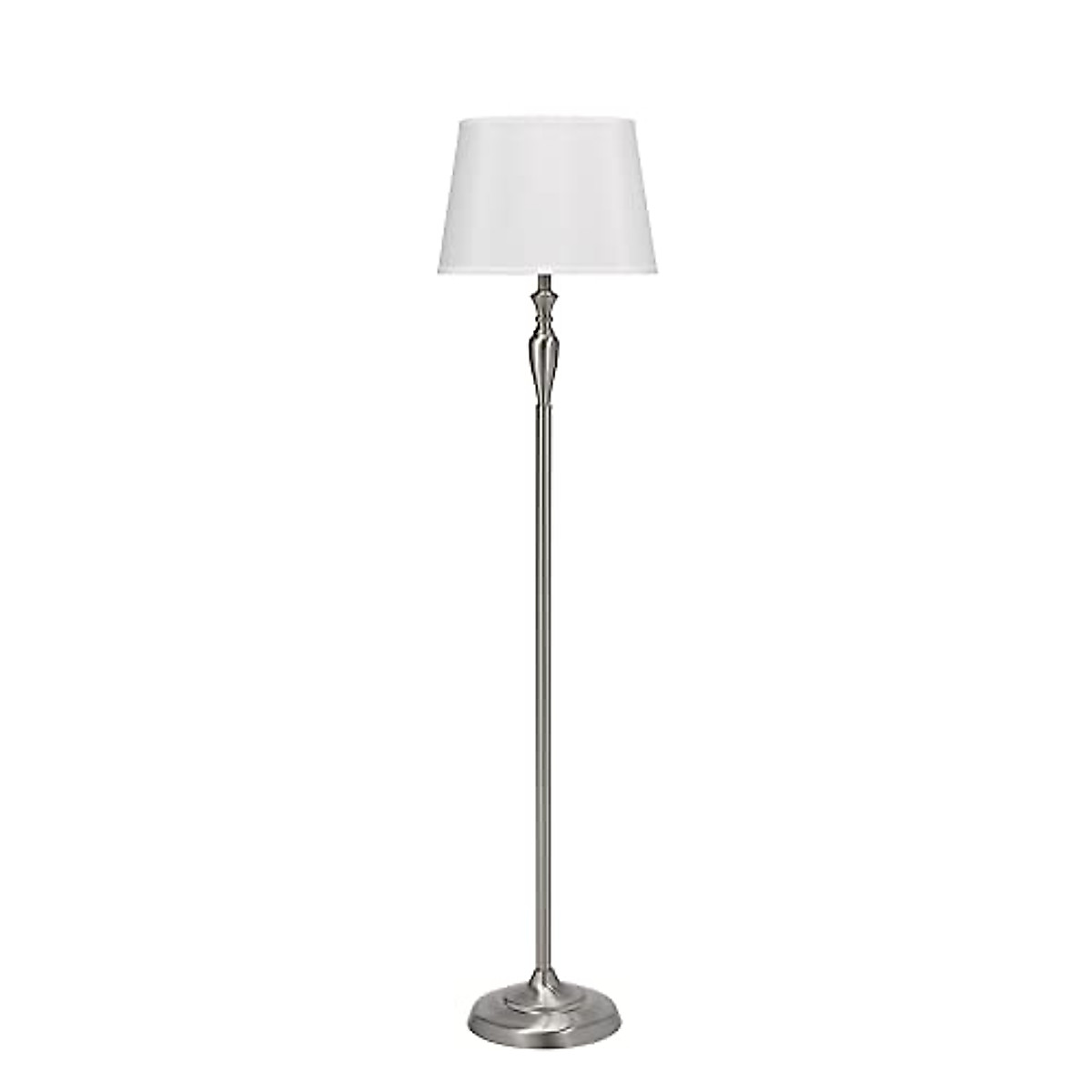 Catalina 21415-000 Transitional 3-Piece Metal Floor & Table Lamp Set with Linen Shades, 59" and 24", Brushed Nickel