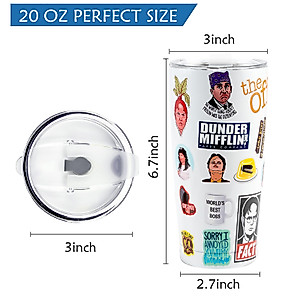 CALFEE The Office 20oz Tumbler with Lid, Stainless Steel Vacuum Insulated Double Wall Travel Tumbler Coffee Cup Keeps Drinks Cold&Hot The Office Merchandise TV Show Gifts, White, BZ00001