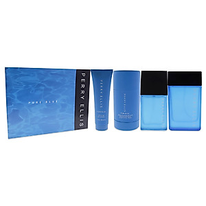 Perry Ellis Perry Ellis Pure Blue Men 3.4oz EDT Spray, 3oz Shower Gel, 2.75oz Deodorant Stick, 7.5ml Travel EDT Spray 4 Pc Set