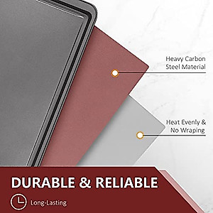 LINKLIFE Non Stick Baking Pans Set 5+1 Piece, Carbon Steel Bakeware Sets w/Oven Mat, Square Cake Pan, Cookie Sheet, Deep Roasting Pan, XL Cup Muffin, Deep Roasting Pan, Loaf Box