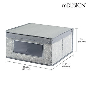 mDesign Fabric Baby Nursery Storage Organizer Chest with Window/Lid - Soft and Sturdy Toy Box for Doll Clothes, Animal, Dress Up Wardrobe, Accessories, Lido Collection, 8 Pack, Gray