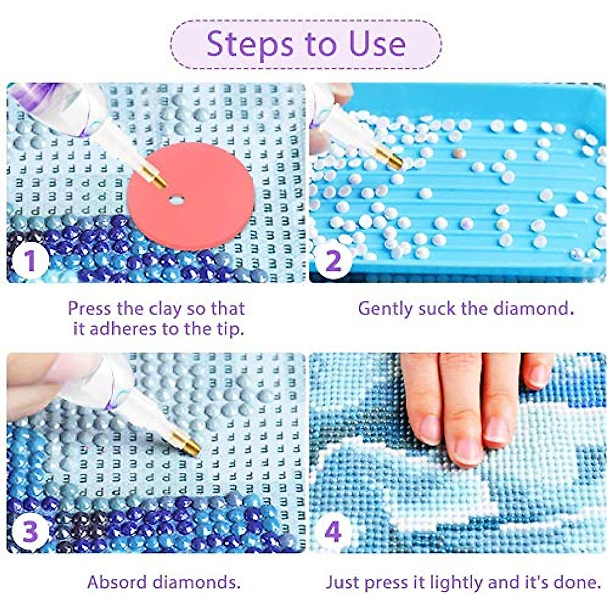 RovyFota Diamond Painting Pen, Handmade Resin Diamond Painting Pens with Glue Clay and Various Tips, More Comfortable and Faster, 5D Diamond Painting Tools for Diamond Paintings Hobby (Pink)