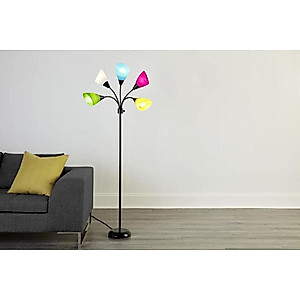 Style Selections 67-in Black 3-way Multi-head Floor Lamp with Plastic Shade