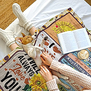 Love Letter to My Daughter Blanket, Gifts for Daughters from Mom, You are My Sunshine Throw Blanket for Daughter Birthday Anniversary, Sunflower Super Soft Fleece Blankets for Bed Travel 50x60inch