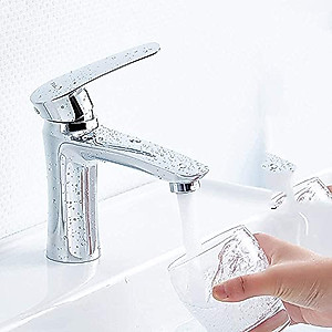 Faucet Hot and Cold Washbasin Pure Copper Net Lead Basin Mixer Washbasin Washbasin Single Hole Single Handle Net Lead Basin Faucet to Send Hose,Kitchen Sink Taps
