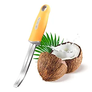 Coconut Meat Remover Knife,Coconut Tool,Coconut Meat Removal Tool Durable Silicone Handle Stainless Steel Coconut Opener Scraper for Kitchen Home