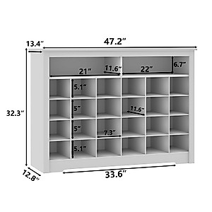 Gyfimoie 5-Tier Storage Cabinet for Entryway, Modern Shoe Rack with 26 Cubbies, Freestanding Shoe Organizer with 24 Pair Shoe Storage Cabinet for Hallway,Bedroom,Living Room(White
