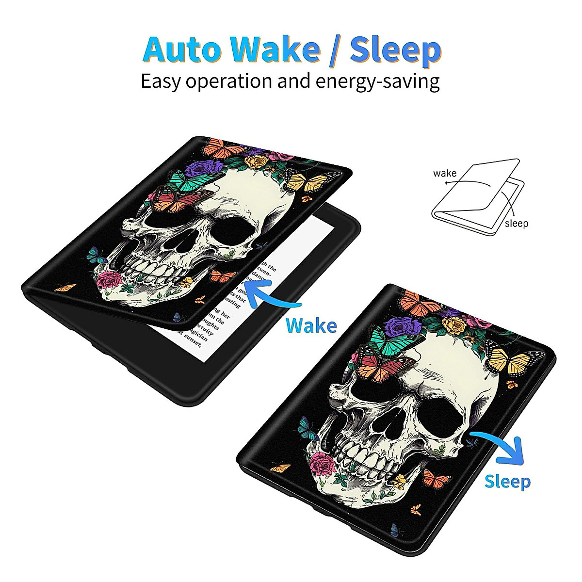 Dikoer for Microsoft Surface Pro 7 Plus/Pro7/Pro 6/Pro 5/Pro 2017/Pro 4 Case 12.3 Inch, Adjustable Stand Back Shockproof Rugged Protection Smart Tablet Cover, Skull Flower