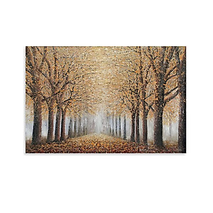 Tree Wall Art Hand Painted Forest Oil Painting Yellow Woods Art Autumn Landscape Home Decor Great Wall Art Paintings Canvas Wall Decor Home Decor Living Room Decor Aesthetic 24x36inch(60x90cm) Unfra