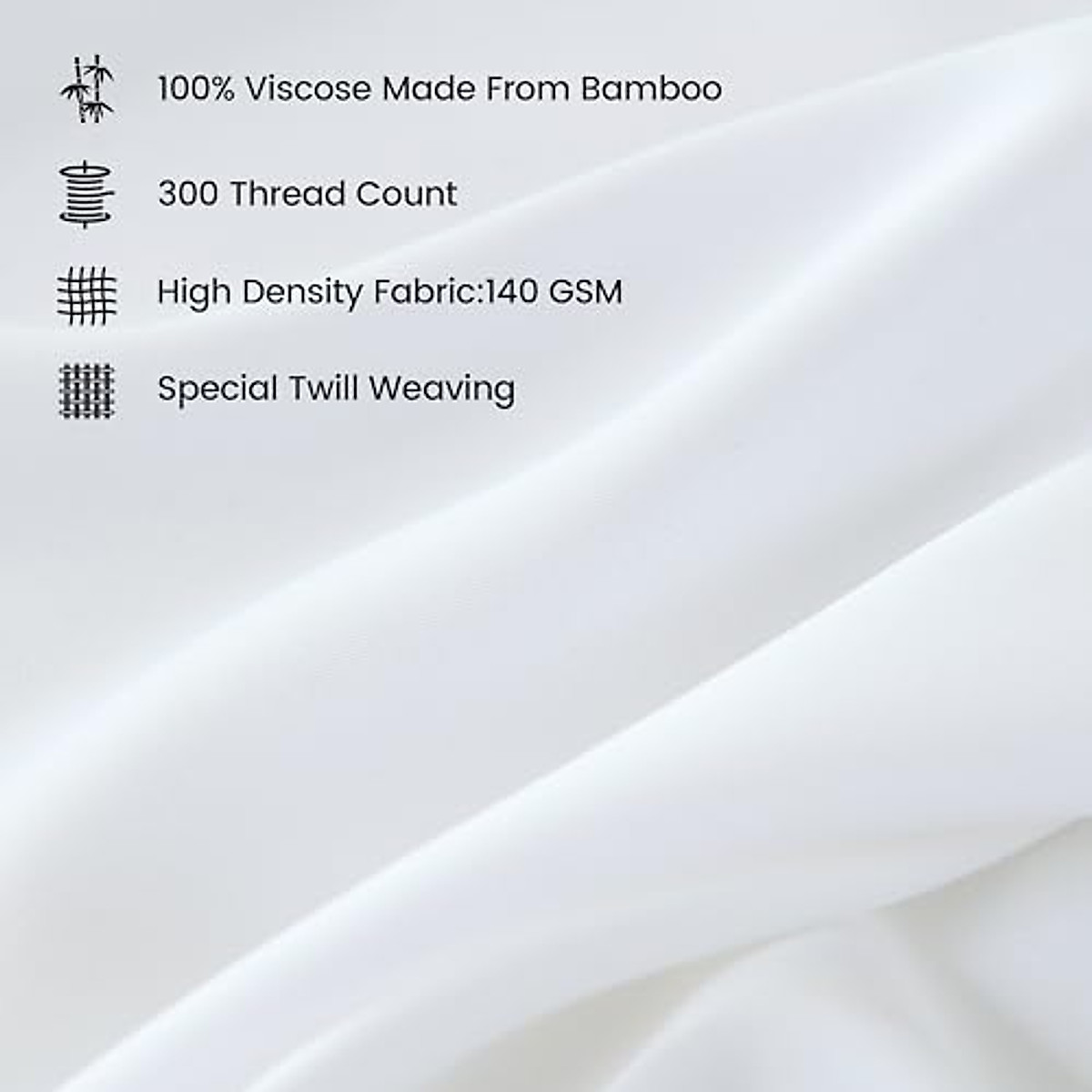 Rosecret Queen Size Duvet Cover Set,White Duvet Cover Queen Bedding Set Soft and Cooling,100% Viscose Derived from Bamboo,1 Duvet Cover 2 Pillowcases with Corner Ties,Button Closure,White(Full/Queen)