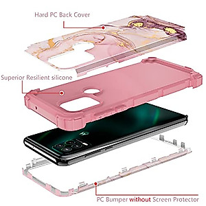 Casewind Case for Moto G Stylus 5G Case,Marble Rose Gold Women Girl 3 in 1 Hard PC Soft Silicone Rugged Bumper Heavy Duty Hybrid Shockproof Antiscratch Protective Case for Motorola G Stylus 5G Case