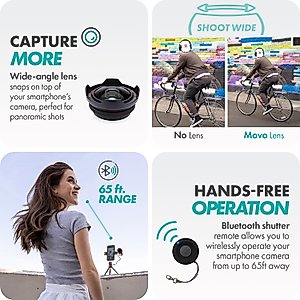 Movo iVlog1 Vlogging Kit for iPhone - Lightning Compatible YouTube Starter Kit - with Shotgun Microphone, Mini Tripod, LED Light, Wide-Angle Lens, Lightning Adapter Vlog Kit - iPhone Vlogging Kit