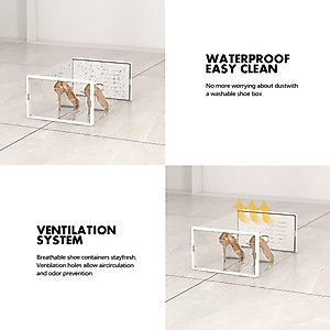 SEE SPRING 12 Pack Shoe Storage Box, Clear Plastic Stackable Shoe Organizer for Closet, Space Saving Shoe Rack Sneaker Container Bin Holder, Clear