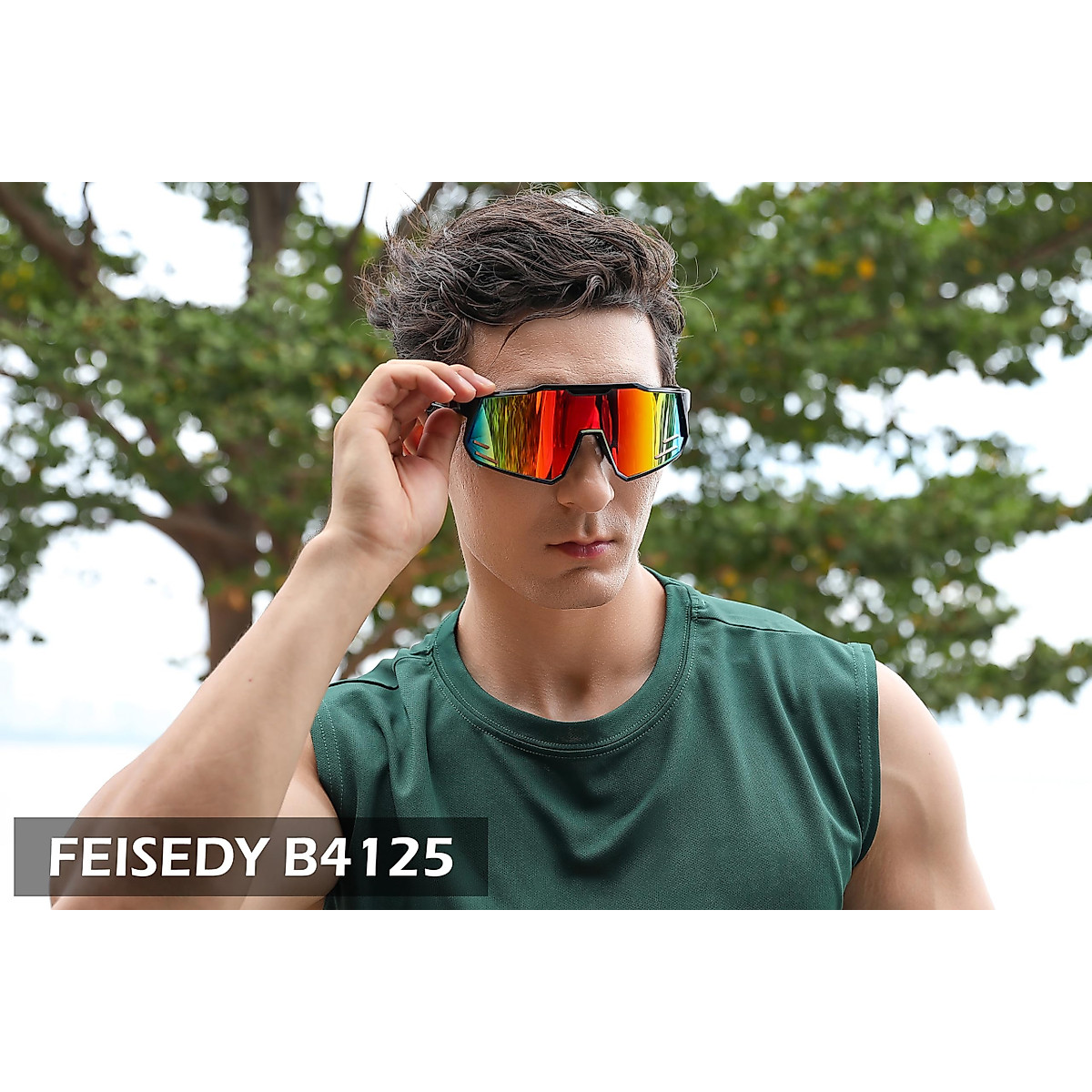 FEISEDY Sports Sunglasses Wraparound 80s Visor Men Women Outdoor Shield Baseball Sunglasses B4125