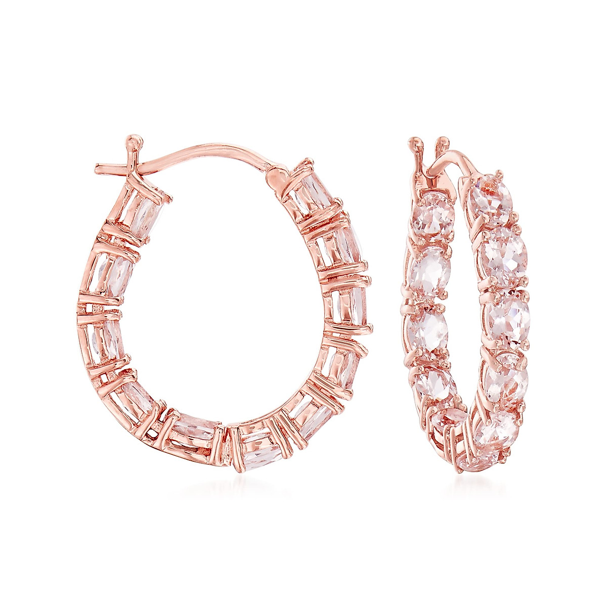 Ross-Simons 3.35 ct. t.w. Morganite Inside-Outside Hoop Earrings in 18kt Rose Gold Over Sterling