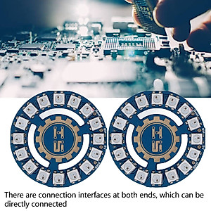 Ring RGB LED, Full Color 800Kbps 2 Pcs Programmable 5V LED Ring Lamp Board for Lighting
