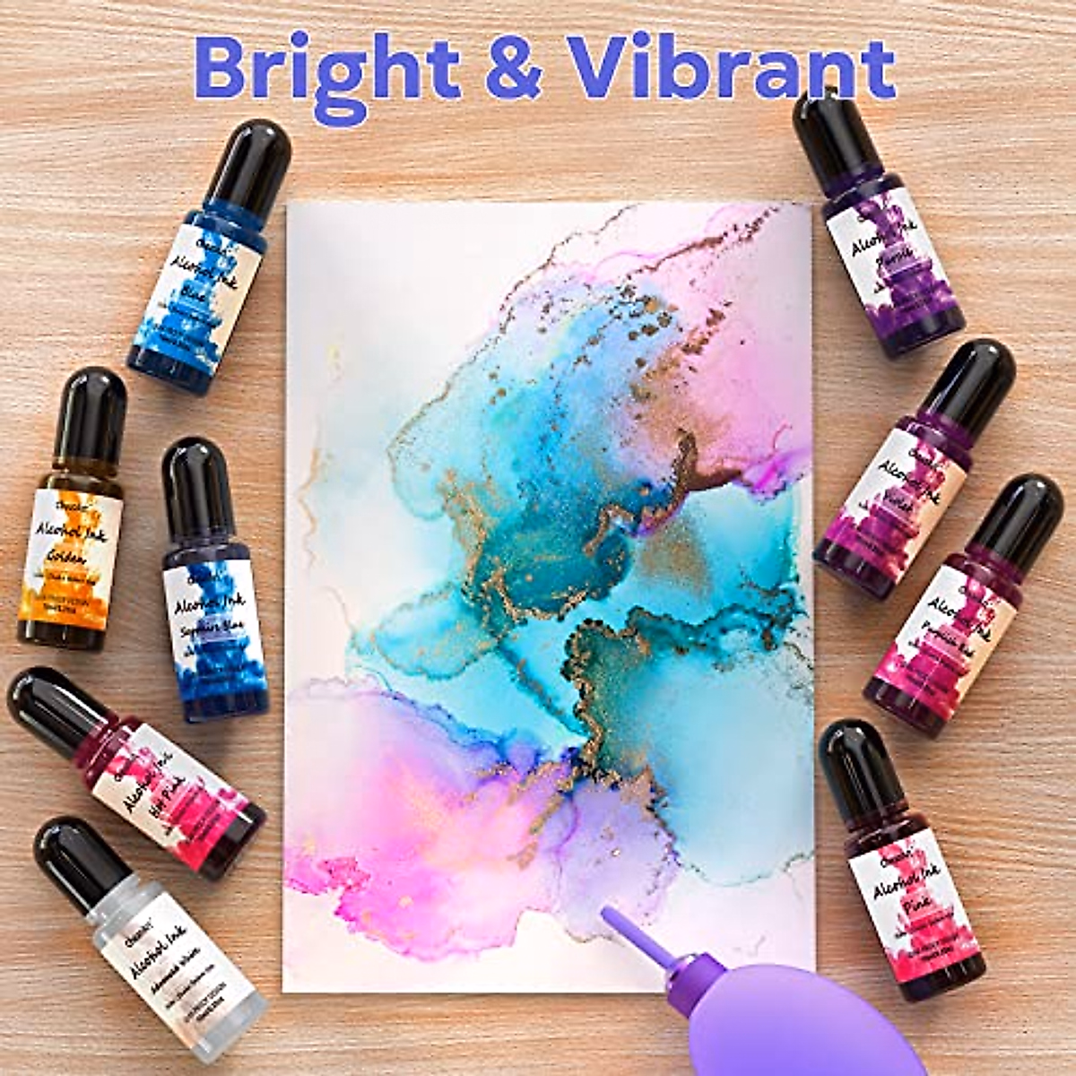 Alcohol Ink for Epoxy Resin - 24 Bottles Alcohol-Based Ink Set Vibrant Color High Concentrated Alcohol Paint Pigment Resin Ink for Resin Dye Crafts Tumblers Acrylic Fluid Art Painting, 10ml/0.35 fl oz