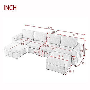 EZLUX Upholstered Modular Sofa Set, L-Shaped Sectional Couch with Ottoman for Living Room Apartment, Gray
