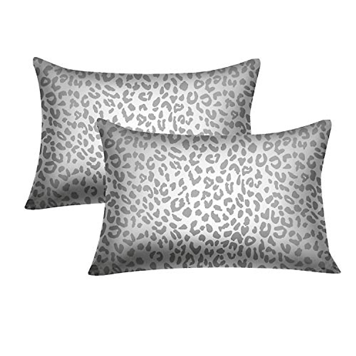 GALMAXS7 Satin Pillowcase for Hair and Skin Grey Leopard Print Satin Pillowcase Envelope Pillowcase Standard Size Set of 2 Soft and Cozy Pillowcase Satin for Women