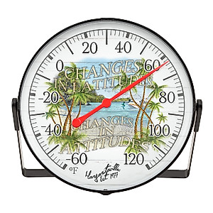 La Crosse 104-20747MV-INT Changes in Latitudes, Changes in Attitudes Margaritaville 5 Inch Bracket Dial Thermometer, White