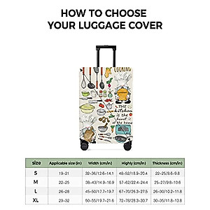 Travel Luggage Cover Cooking Utensils Pots and Pans Gnome Black and White Buffalo Plaid Anti-Scratch Luggage Protector Personalized Washable Suitcase Cover/Protector with Zipper Fits 19-21in Luggage