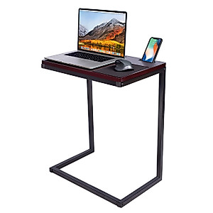 Sofia + Sam Sofa Table TV Tray with Tablet and Phone Slots - Work from Home - Laptop Stand for Couch Bed - Metal Legs - Console Lapdesk - Breakfast Eating Food - Coloring Computer Crafts - Lap Desk