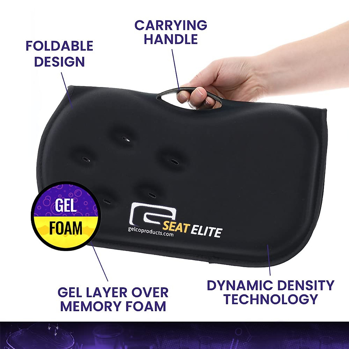 GSeat Classic Gel and Foam Seat Cushion (Gray) - Chair, Car, Office, Commute, Airplane, Wheelchair, Sciatica, Coccyx/Tailbone & Chronic Back Pain Relief - Ergonomic Comfort - Long Lasting