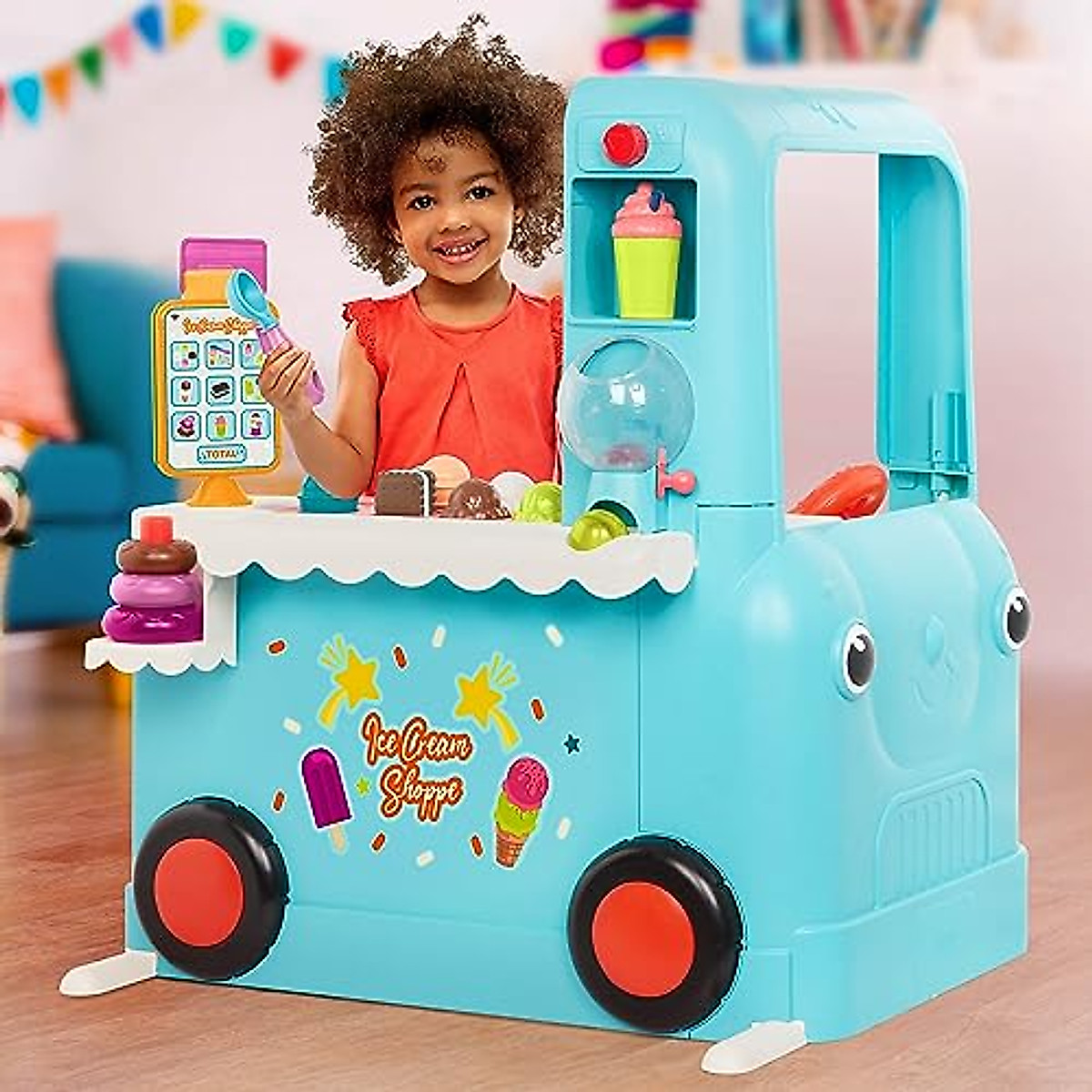 B. toys- Ice Cream Shoppe- Pretend Play Ice Cream Toys, Tablet & Accessories – Interactive Food Truck for Toddlers, Kids – Educational Pretend Play Set – 2 Years +