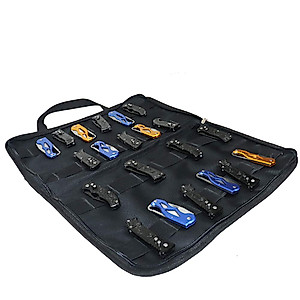 Large Pocket Knife Storage Case, Folding Knife Carrying Bag, 32 Pockets Small Knife Roll Pouch, Knife Collection , Storing And Transporting Solution Bag, Heavy Duty Oxford Fabric With Name Card Pocket