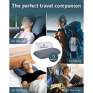 Travel Pillow VOLAR QuickDry | Memory Foam Neck Pillow | Quick Drying & Thermoregulating | Includes travel bag | Ergonomic Pillow For Sleeping on Airplane, Hotel, Camping, Couch - Designed in Germany