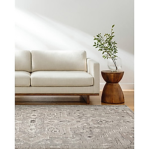 Livabliss x Becki Owens Elle Medallion Area Rug , 7'10" x 10', Light Grey