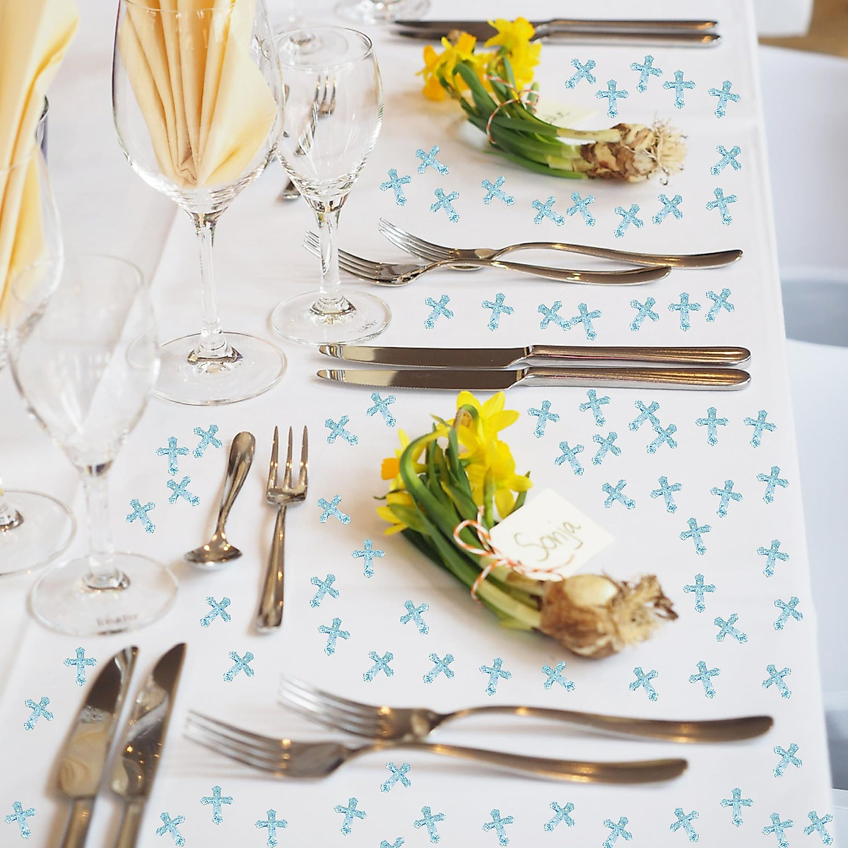 Confetti Crossed Sequins Table Confetti Metallic Foil Sprinkles or DIY for Thanksgiving Birthday Bachelorette Wedding Engagement Bridal Shower Party Favors(Crossed Silver)