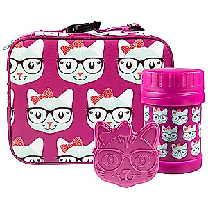 Kitty Reusable Hard Ice Pack Set of 3 - Fits Easily Inside Kids Lunch Box, Bento or Insulated Bag - Long Lasting, Slim, Lightweight Design - Cool Freezer Packs Keep Food Cold For Hours- Back To School