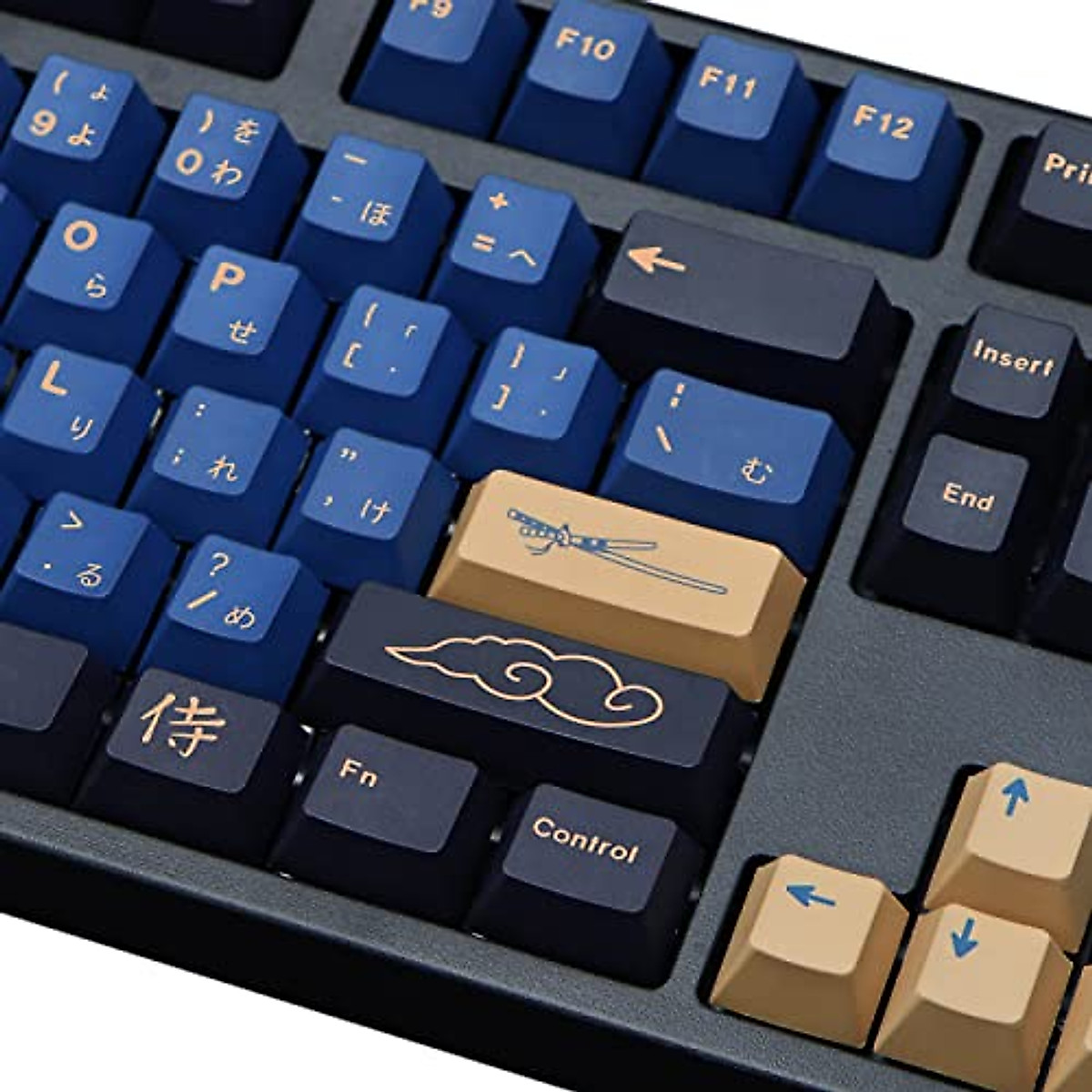 MOLGRIA Blue Samurai Keycaps, 129 Set PBT KeyCaps for Gaming Keyboard, Cherry Profile Dye Sublimation Custom Keycaps with Puller for Gateron Kailh Cherry MX Switch 104/87/71/61 60 Percent Keyboard