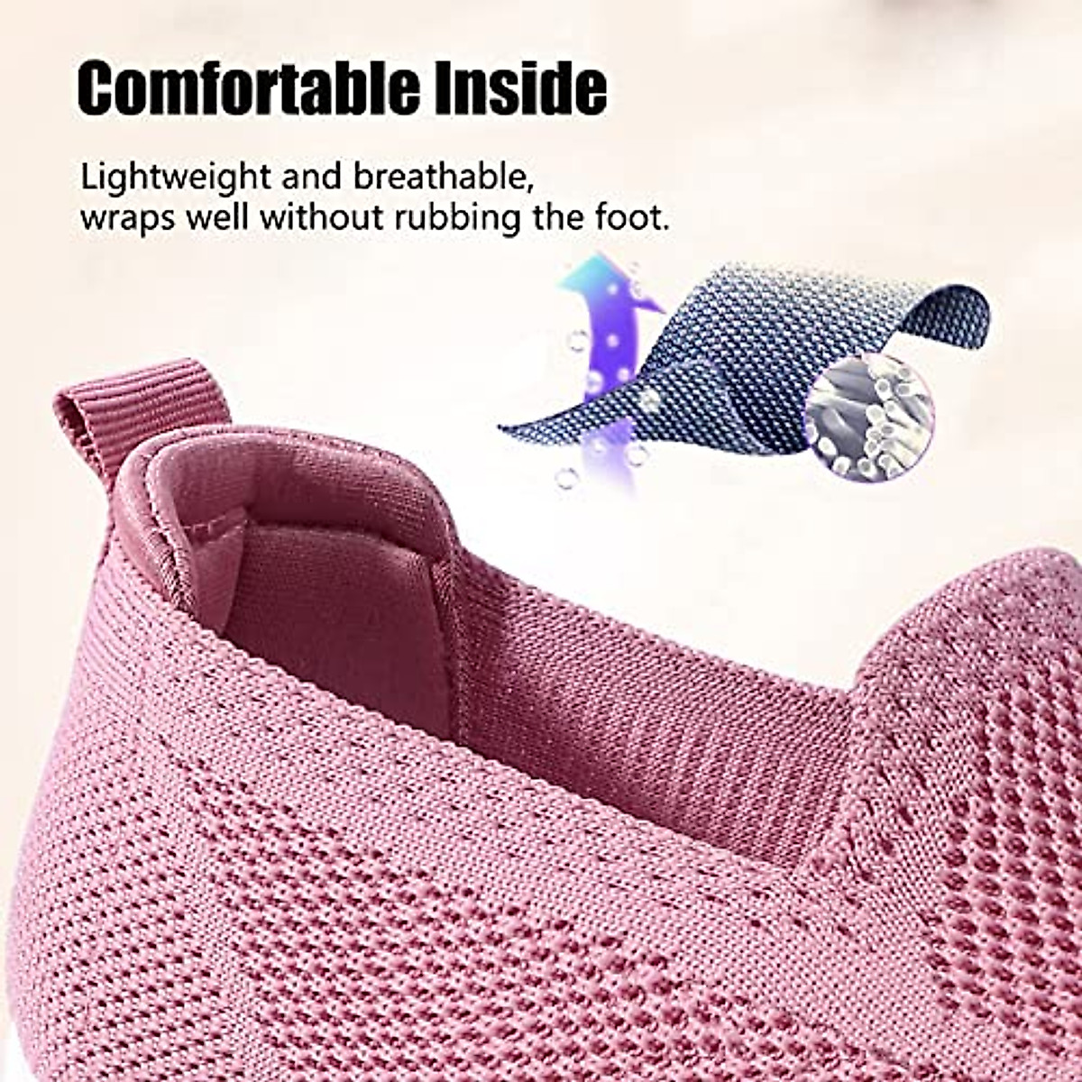 Women's Mesh Slip-On Orthopedic Sneakers with Arch Support Comfort Wide Fit Fashion Breathable Non-Slip Elderly Outdoor Sport Walking Platform Shoes (Pink,8,Female)