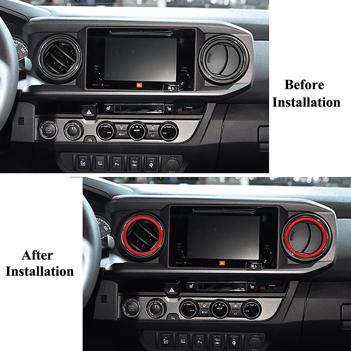 4pcs A/C Air Conditioning Vent Outer Rings Trim Decoration Cover Compatible with Toyota Tacoma 2016 2017 2018 2019 2020 2021 2022