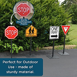 Children’s Factory Traffic Signs Set of 4, Outdoor Play Equipment for Daycare, Preschool, Playground, Kids Playhouse