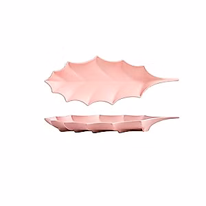 KOWMcp Dinner Plates Leaf-Shaped Plate for Household Use, for Sushi, French Fries, Fruits, Vegetables, Pasta (Color : Pink)