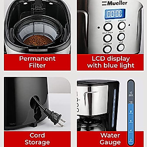 Mueller Ultra Coffee Maker, Programmable 12-Cup Machine, Multiple Brew Strength, Keep Warm