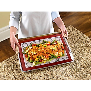 LotFancy Silicone Baking Mat, 2 Pack Non Stick Macaron Baking Liner for Cookies, Rolling Dough, Bread and Pastry, Reusable Baking Sheet,16.5"x11.5"